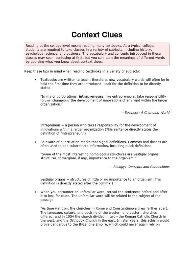 Understanding Context Clues in Texts | PDF | Acronym | Faq