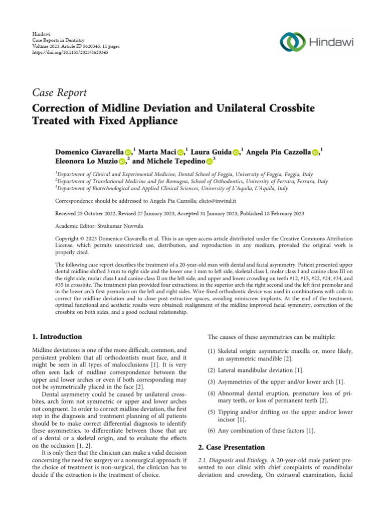 Correction of Midline Deviation and Unilateral Crossbite Treated With ...