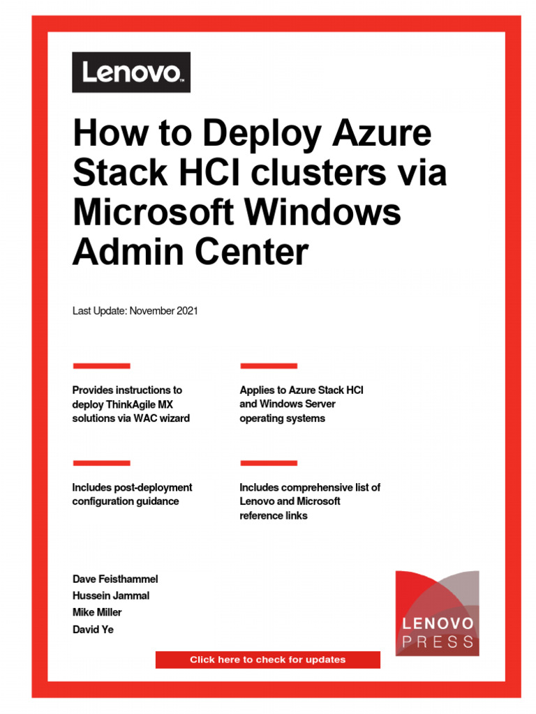 Deploy Lenovo Azure Stack HCI | PDF | Computer Cluster | Computer Network