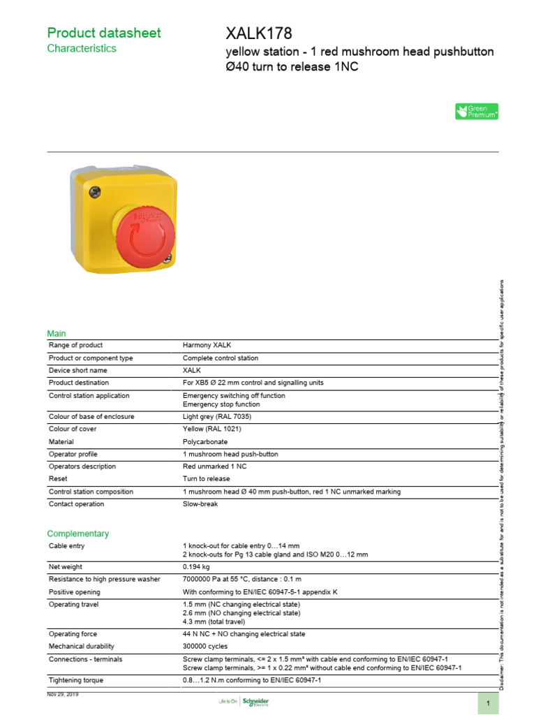 XALK178: Product Datasheet | PDF | Fuse (Electrical) | Electric Power