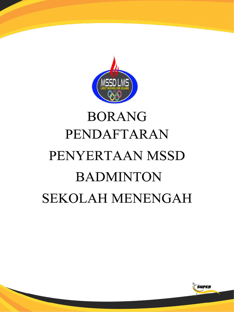 Borang Pendaftaran Badminton Mssd 2023 Pdf