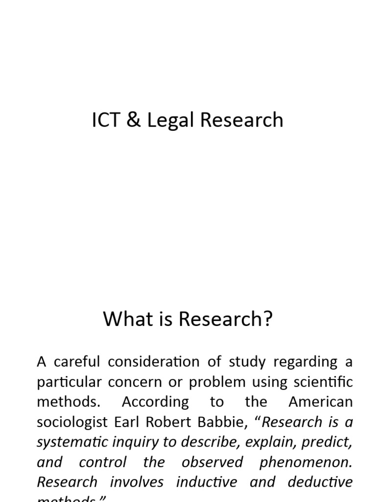 ICT & Legal Research | PDF | Methodology | Scientific Method