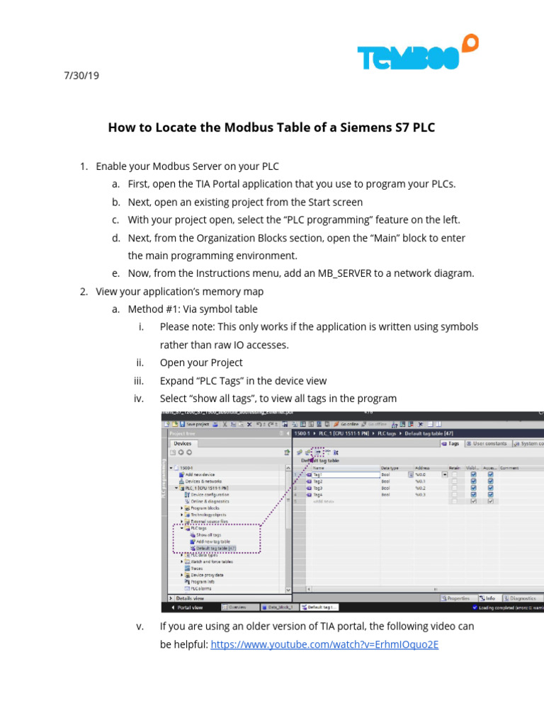 Locate Modbus Table Siemens S7 PLC | PDF