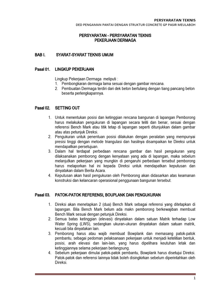 Spesifikasi Tiang Pancang Dermaga Beton | PDF | Teknologi & Rekayasa