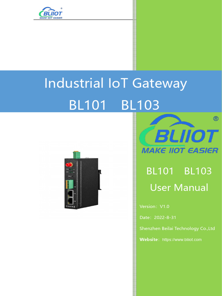 BLIIoT BL101 BL103 - Usermanual - v1.0 | PDF | Computer Network ...