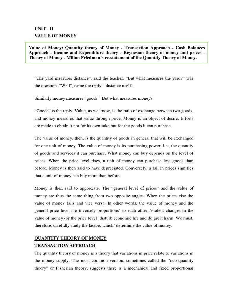 18bec63c U2 | PDF | Quantity Theory Of Money | Demand For Money