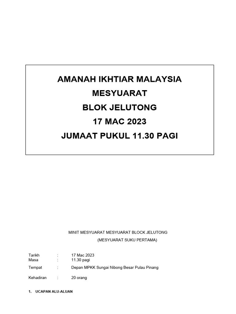 Minit Mting Blok | PDF