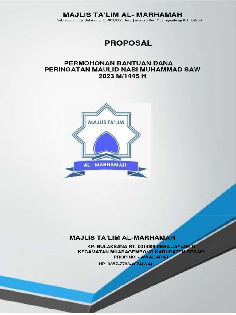 PROPOSAL Maulid Majlis Ta'lim Al Marhamah | PDF