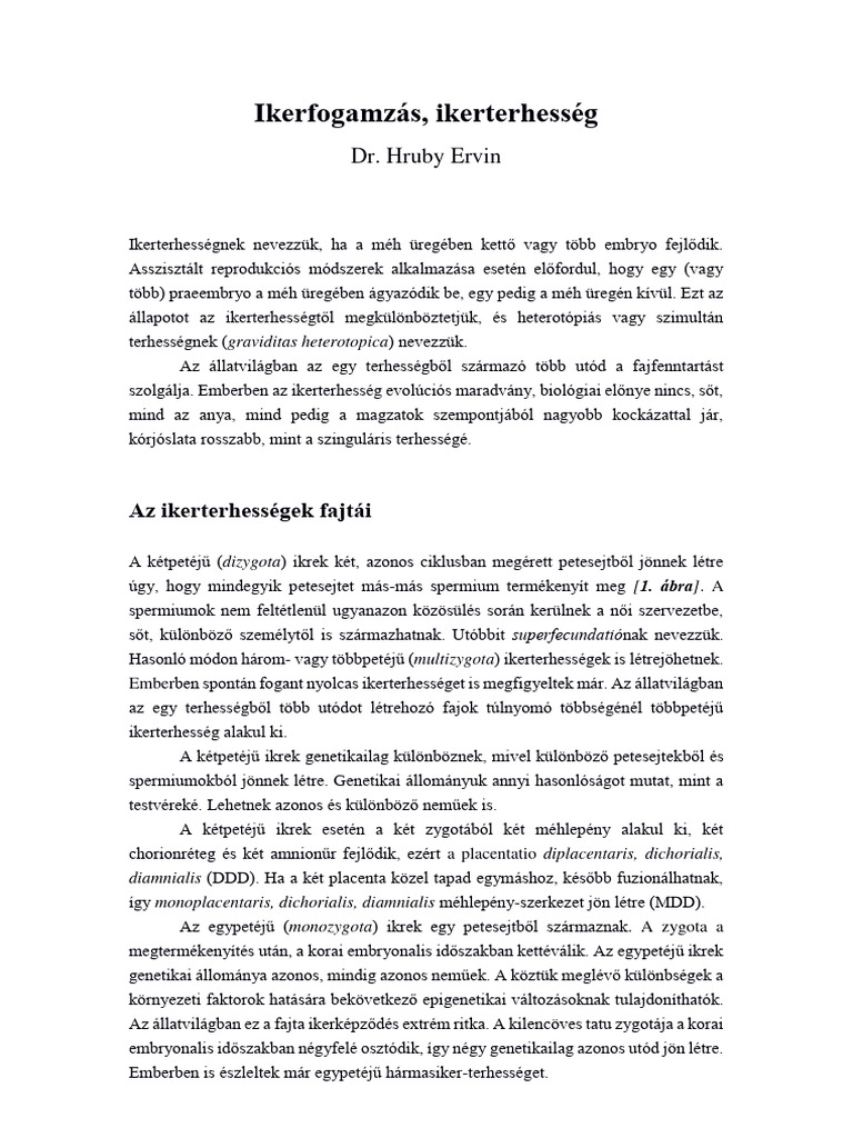 Hruby Ervin - Ikerfogamzás, Ikerterhesség | PDF