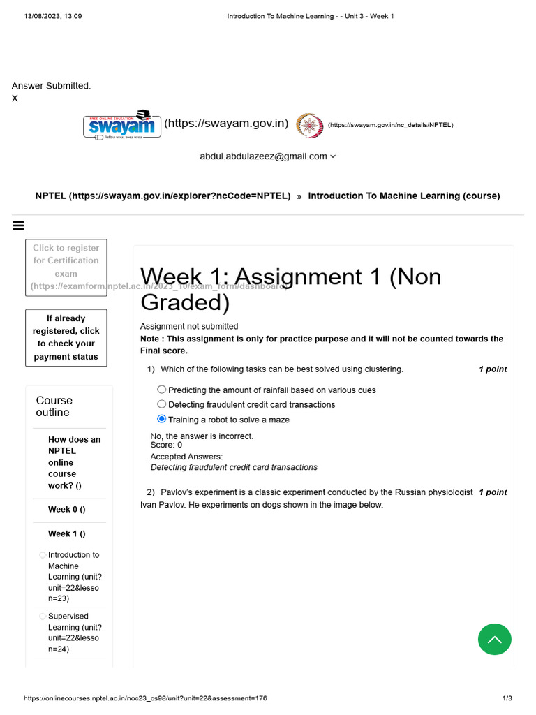 Week 1 Assignment: Machine Learning Concepts | PDF | Machine Learning ...