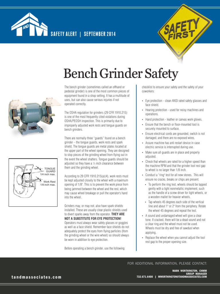 Bench Grinder Safety Guidelines | PDF | Grinding (Abrasive Cutting ...