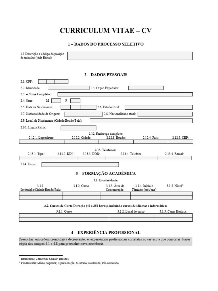 Modelo de Curriculum Vitae Completo | PDF | Carreira e Crescimento