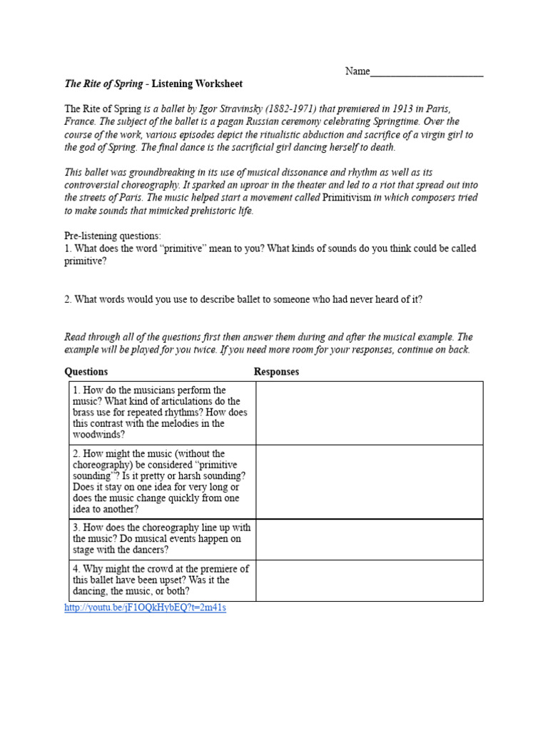 The Rite of Spring Listening Guide | PDF