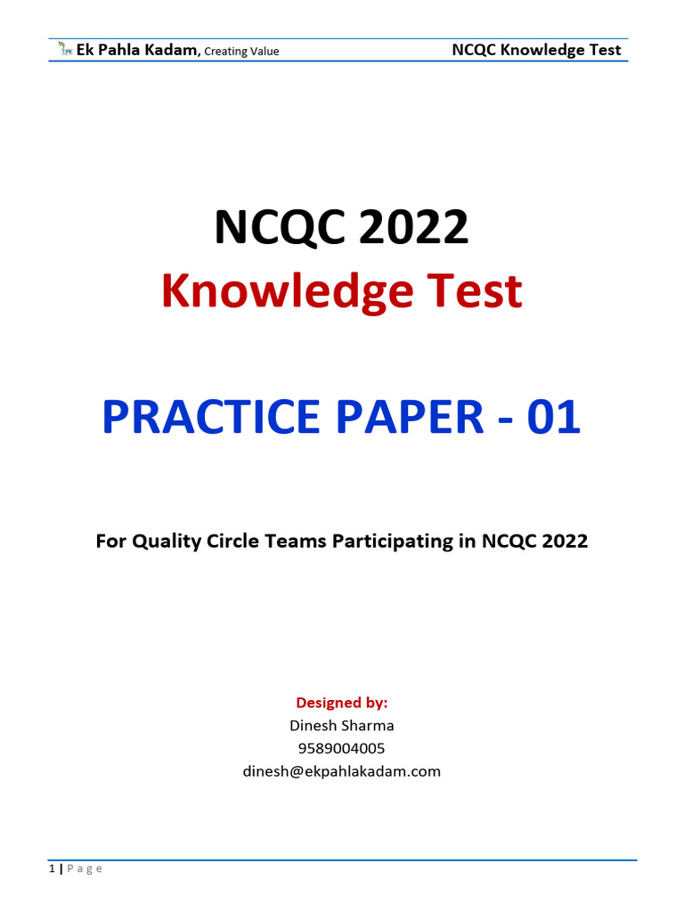 NCQC 2022 Quality Circle Prep | PDF
