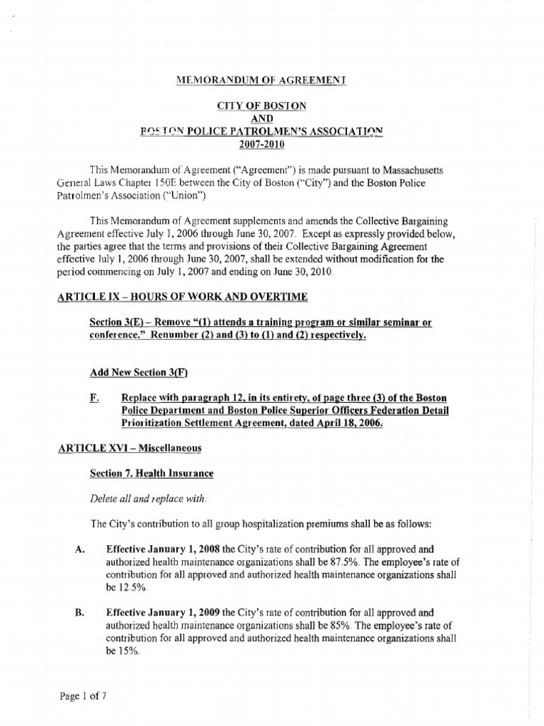 Boston Police Contract | PDF | Payroll | Compensation And Benefits