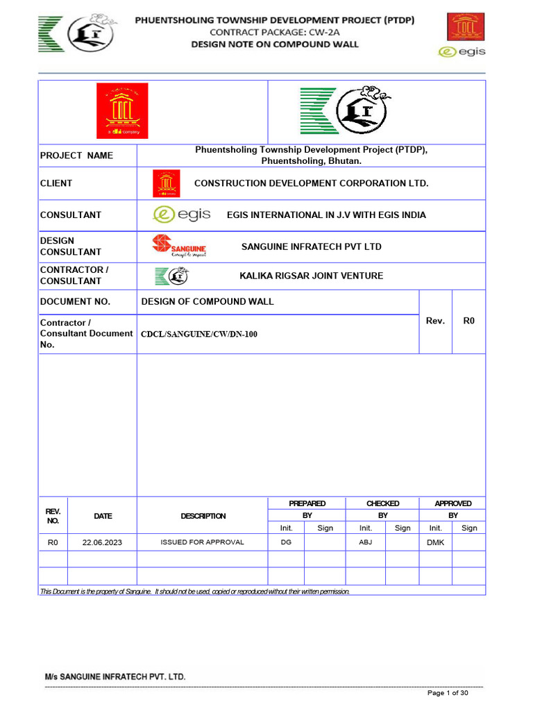 Design Report of Compound Wall | PDF | Beam (Structure) | Building Engineering