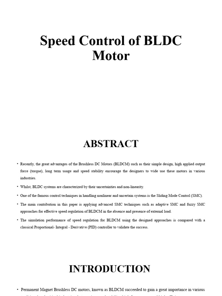 Speed Control of BLDC Motor | PDF | Electric Motor | Electrical Components