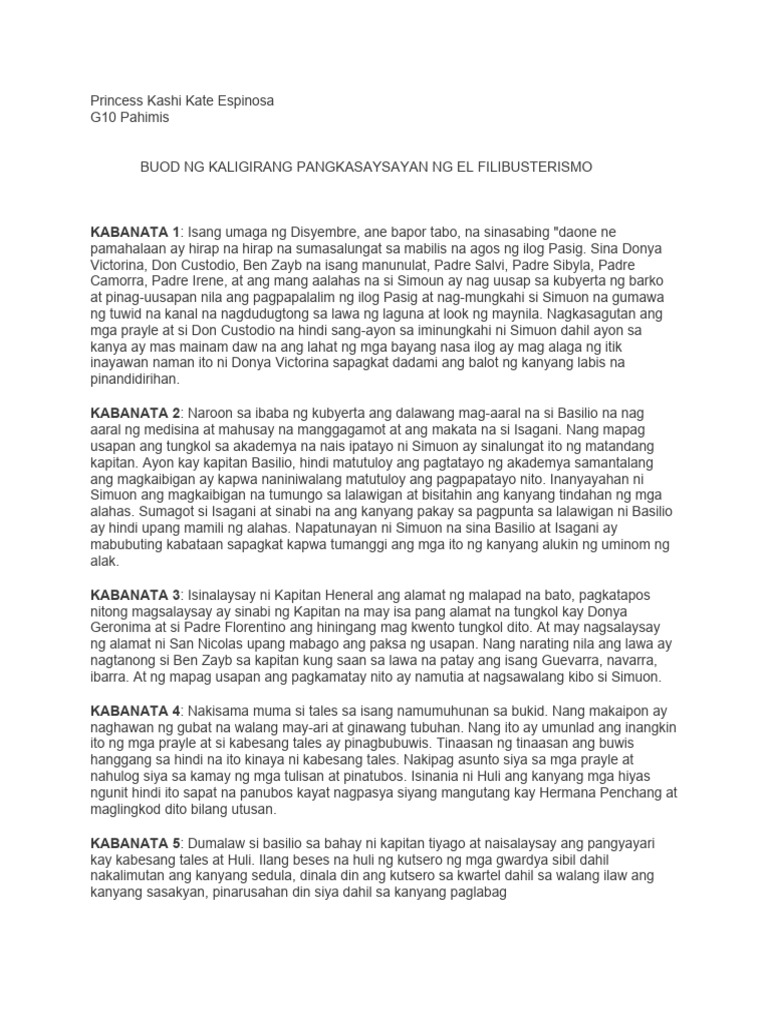 Buod NG El Filibusterismo | PDF