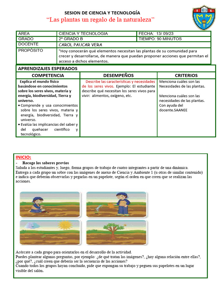 Necesidades de las Plantas en Clase | PDF | Salón de clases | Plantas