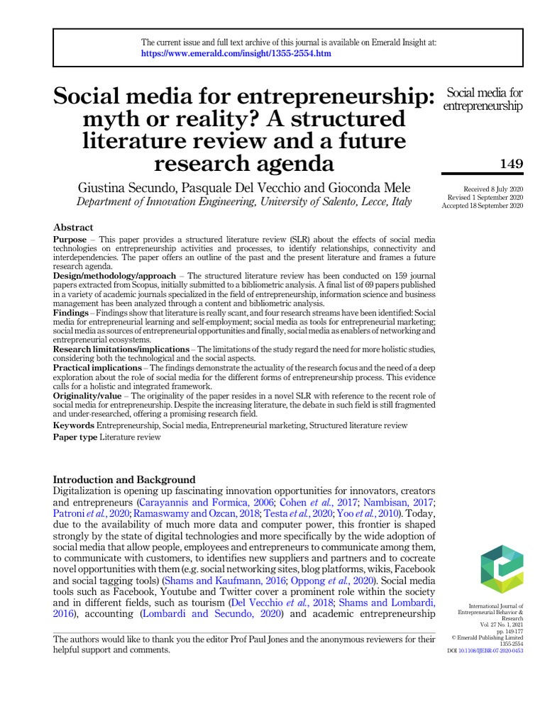 Social Media For Entrepreneurship | PDF | Entrepreneurship | Social Media