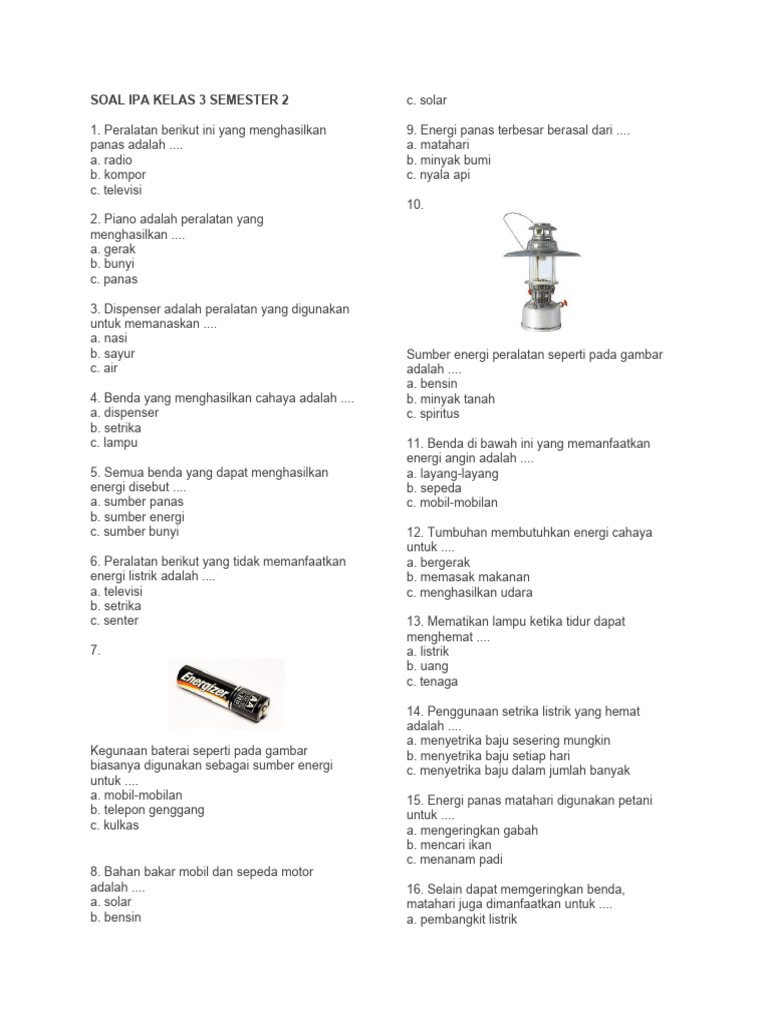 Soal Ipa Kelas 3 Semester 2 | PDF