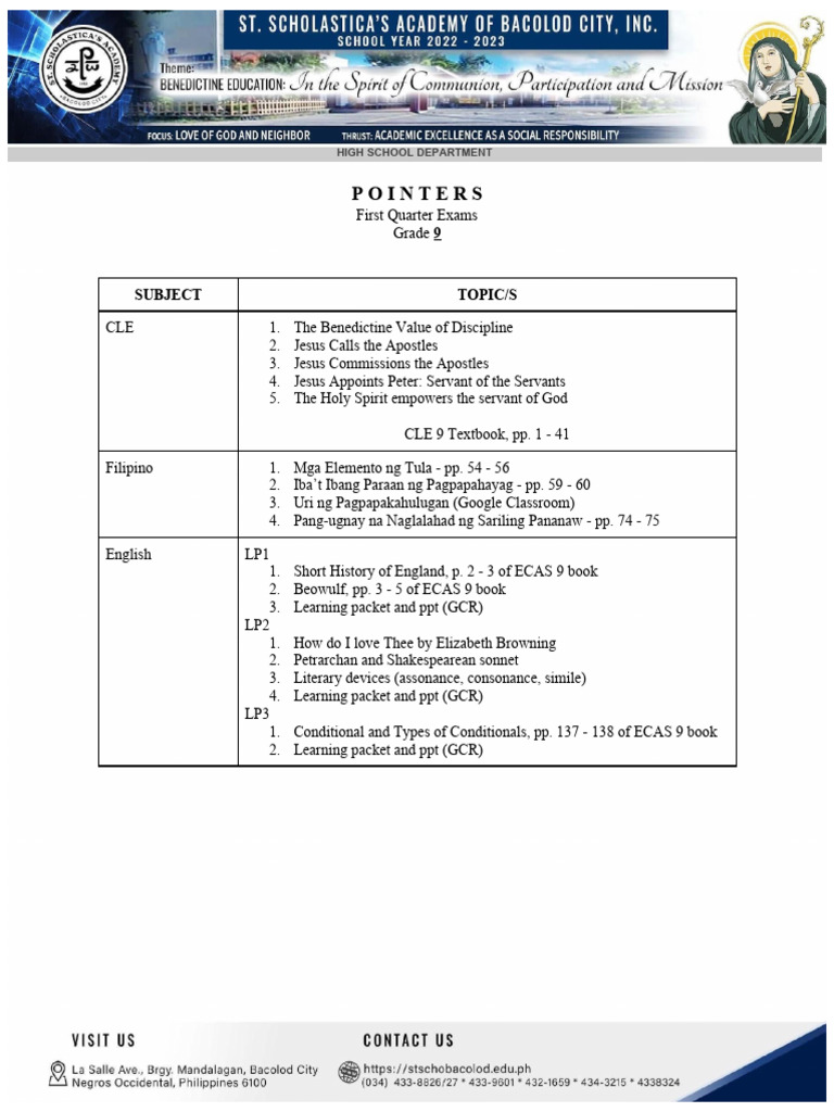 Pointers 1Q G9 | PDF