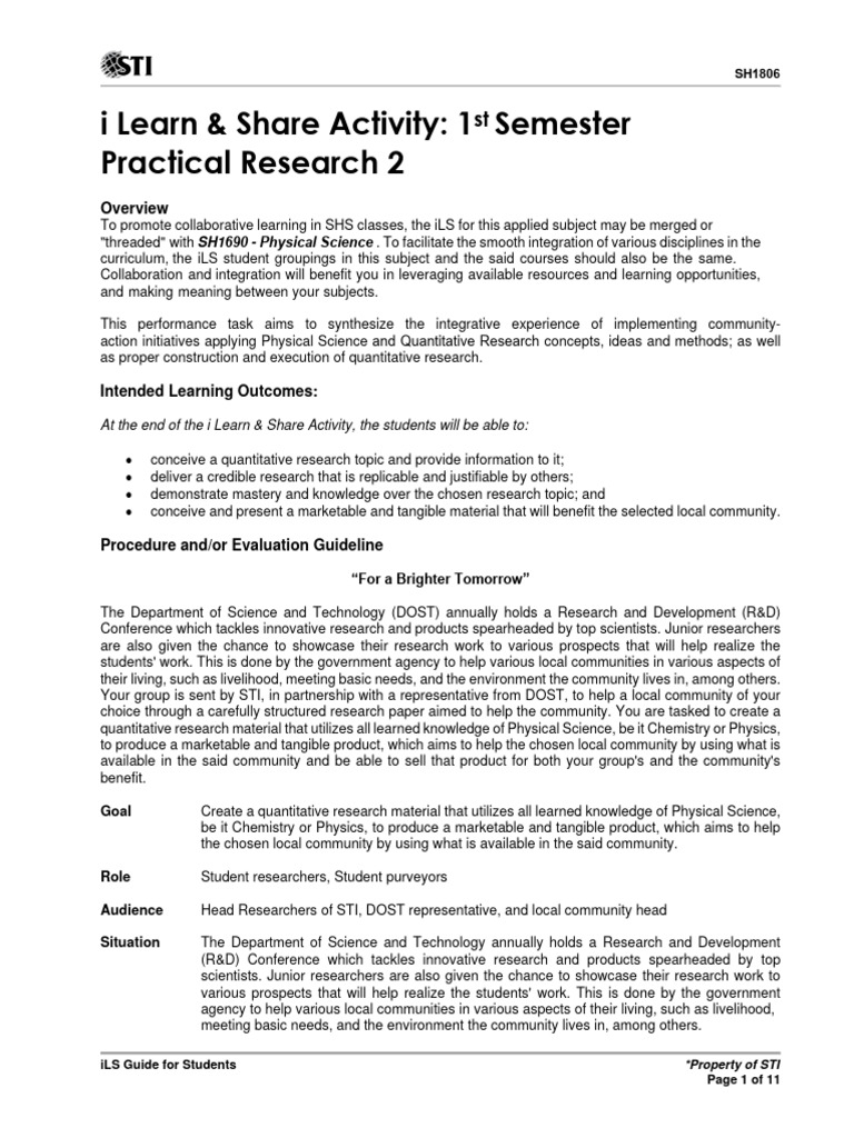 iLS Guide For Students | PDF | Hypothesis | Rubric (Academic)