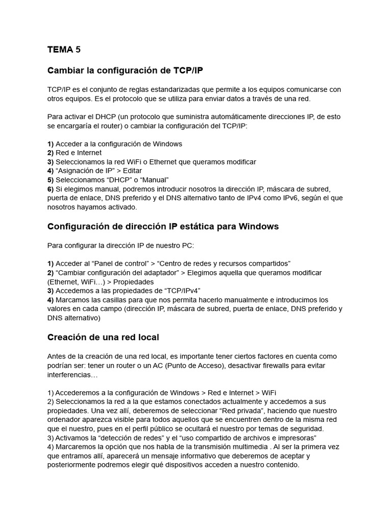 EXAMEN - T5 y T6 | PDF | Dirección IP | Protocolos de internet
