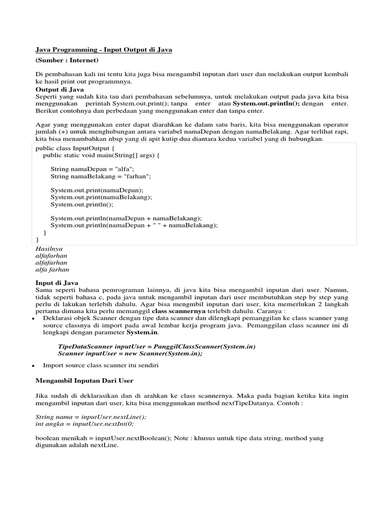 Materi 1 - Input - Output | PDF