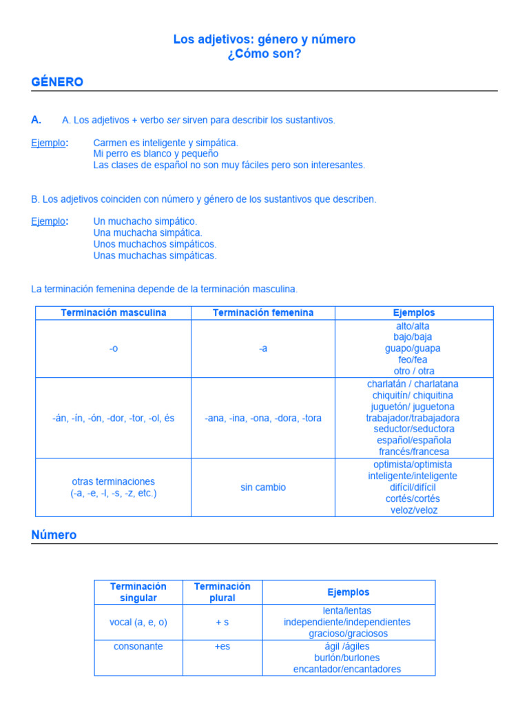 Tema 3. Adjetivo. Género y Número | PDF | Adjetivo | Género gramatical