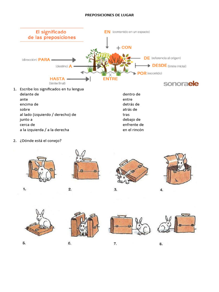 Tema 8. Preposiciones de Lugar y Estar | PDF