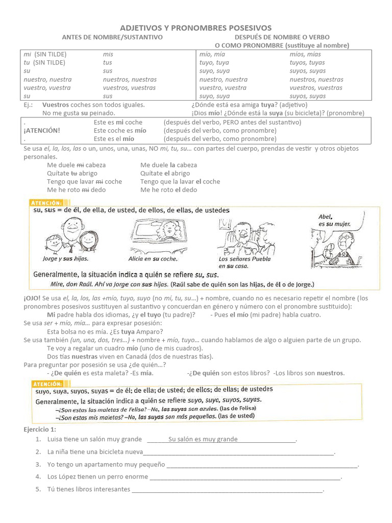 Tema 9. Posesivos y Demostrativos | PDF | Adjetivo | Sintaxis