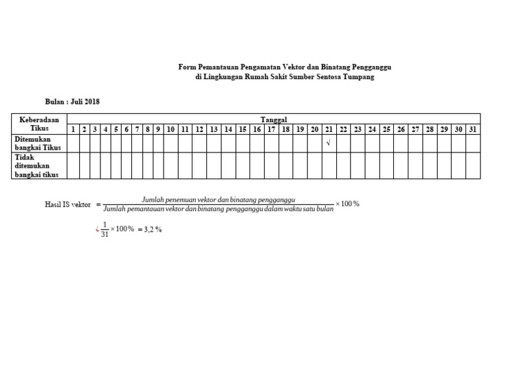 Form Pemantauan Pengamatan Vektor Dan Binatang Pengganggu | PDF
