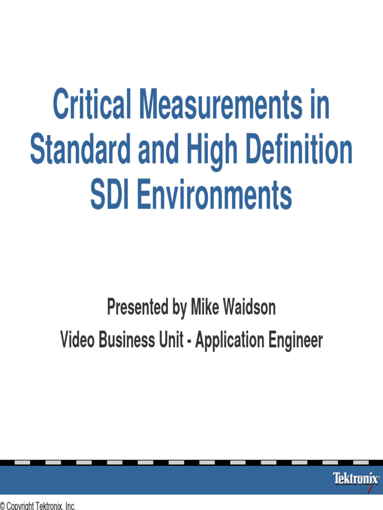 Critical - Measurements in HD and SDI Environments | PDF | High ...