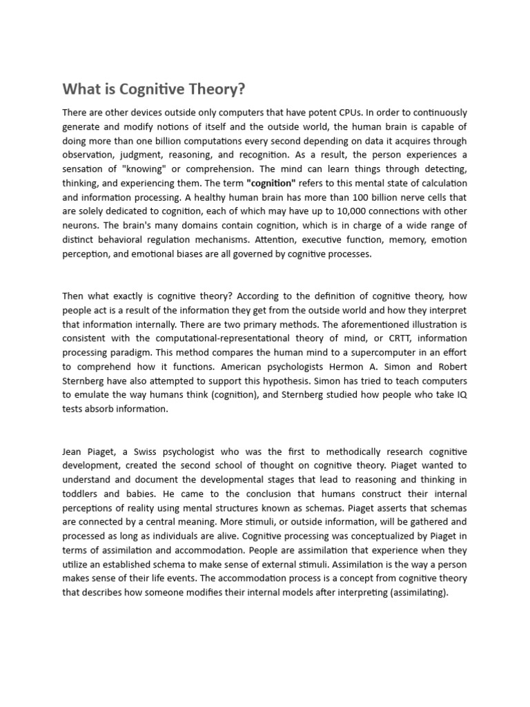 What Is Cognitive Theory | PDF | Cognition | Cognitive Development