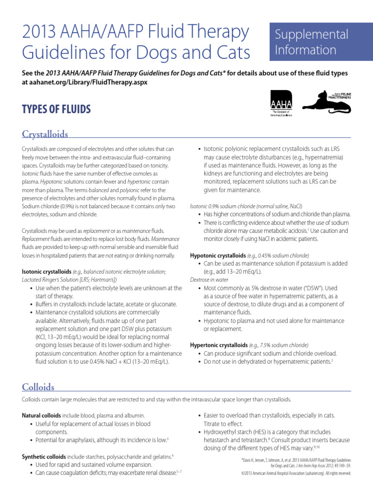 2013 AAHA - AAFP Fluid Therapy Guidelines For Dogs and Cats ...