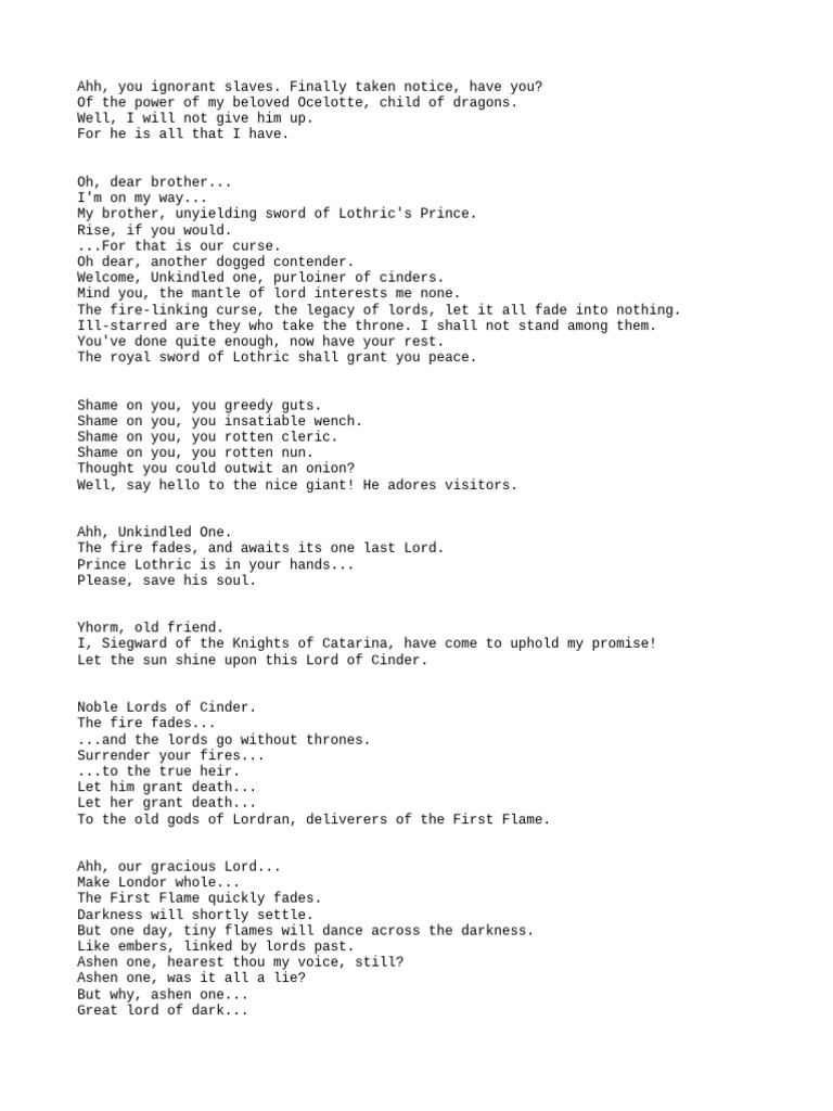 Dark Souls 3 NPC Dialogue | PDF | Poetry