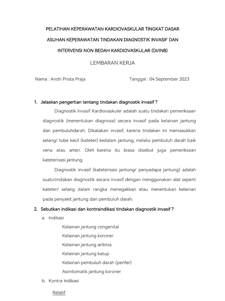 Tindakan Diagnostik Invasif Kardiovaskular | PDF