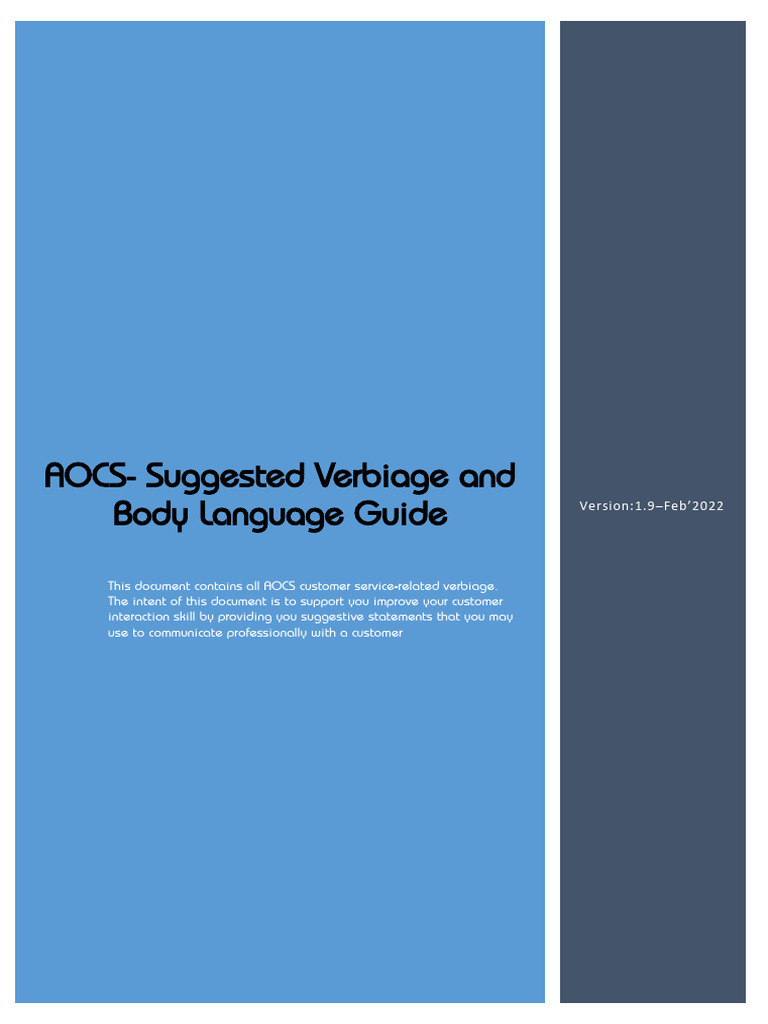 AOCS-Suggestive Verbiage Guide-Airside-2022 | PDF | Body Language ...