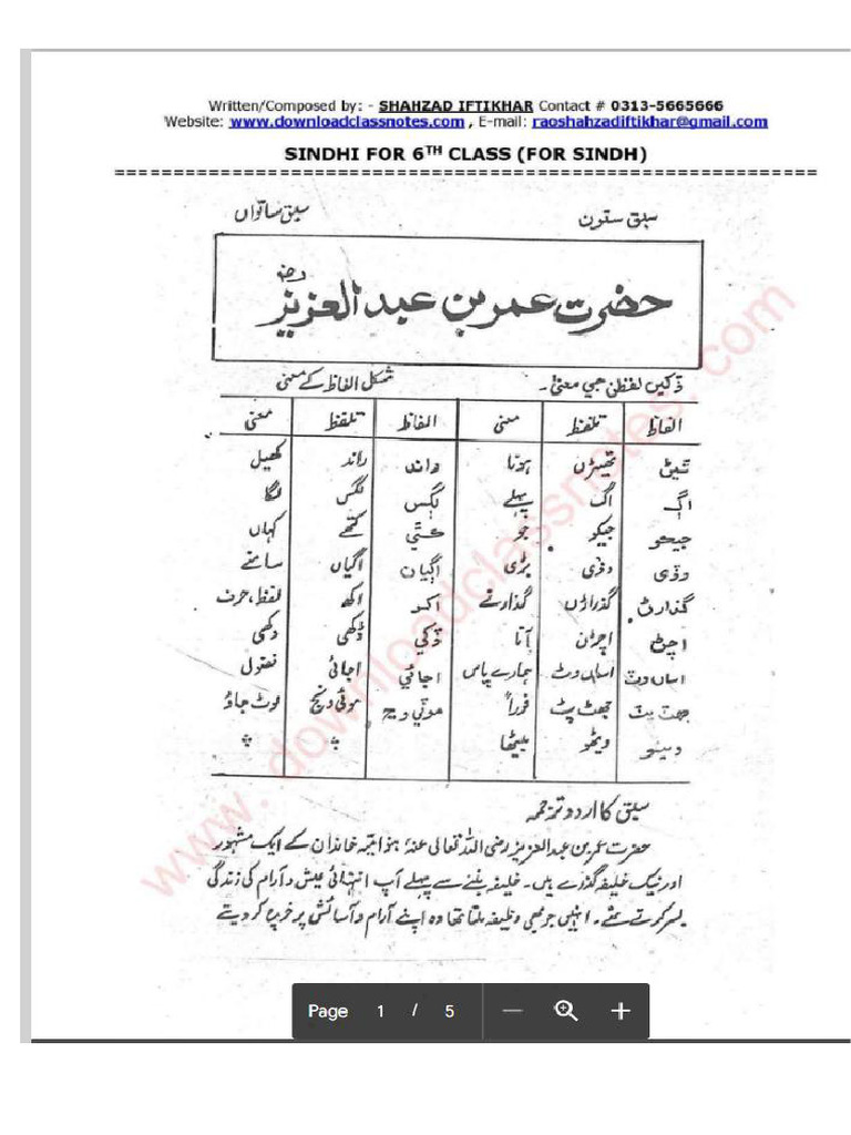 Sindhi Class 7 | PDF