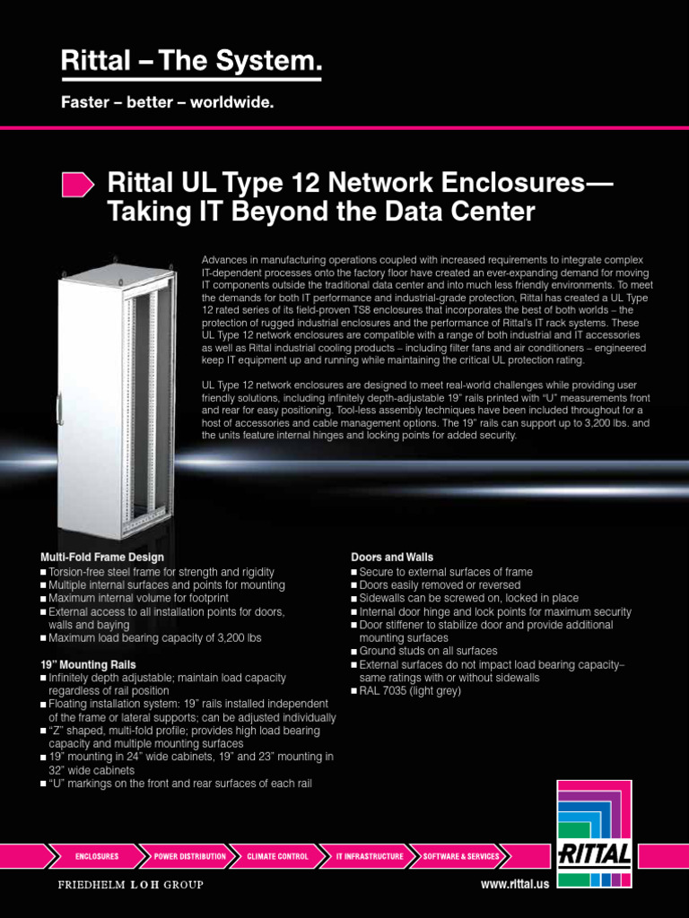 Rittal Sales Sheet UL Type 12 Network Enclosures 5 3051 | PDF | Door ...