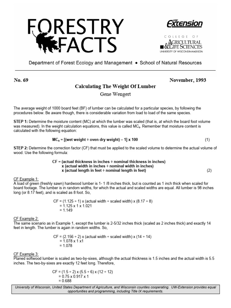 Calculating The Weight of Lumber | PDF | Lumber | Douglas Fir