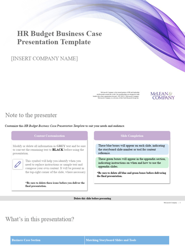HR Budget Business Case Presentation Template | PDF | Business ...