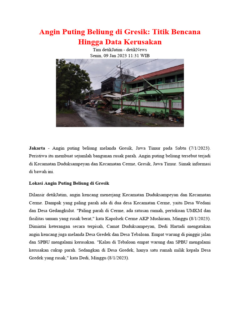 Angin Puting Beliung di Gresik | PDF