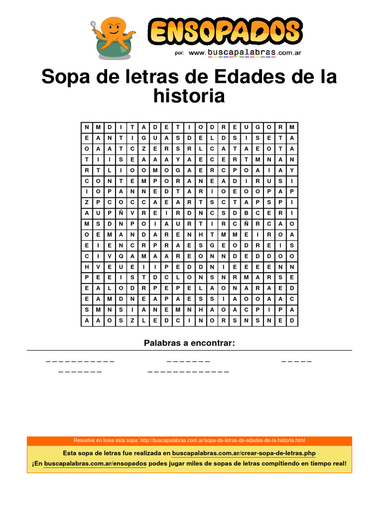 Sopa de Letras de Edades de La Historia | PDF