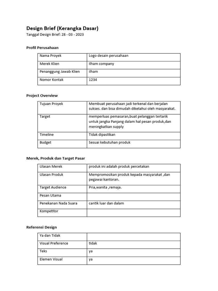 Kerangka Design Brief | PDF
