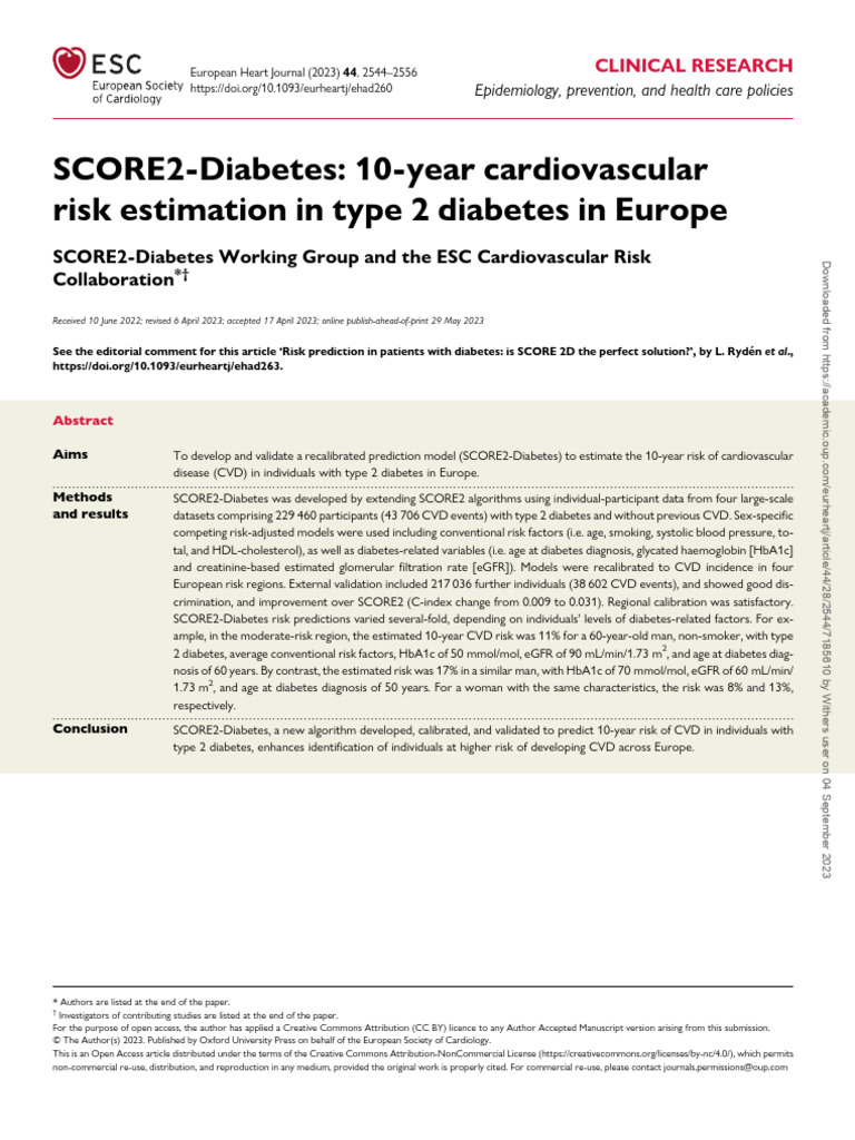 Score 2 Diabetes | PDF | Cardiovascular Diseases | Glycated Hemoglobin