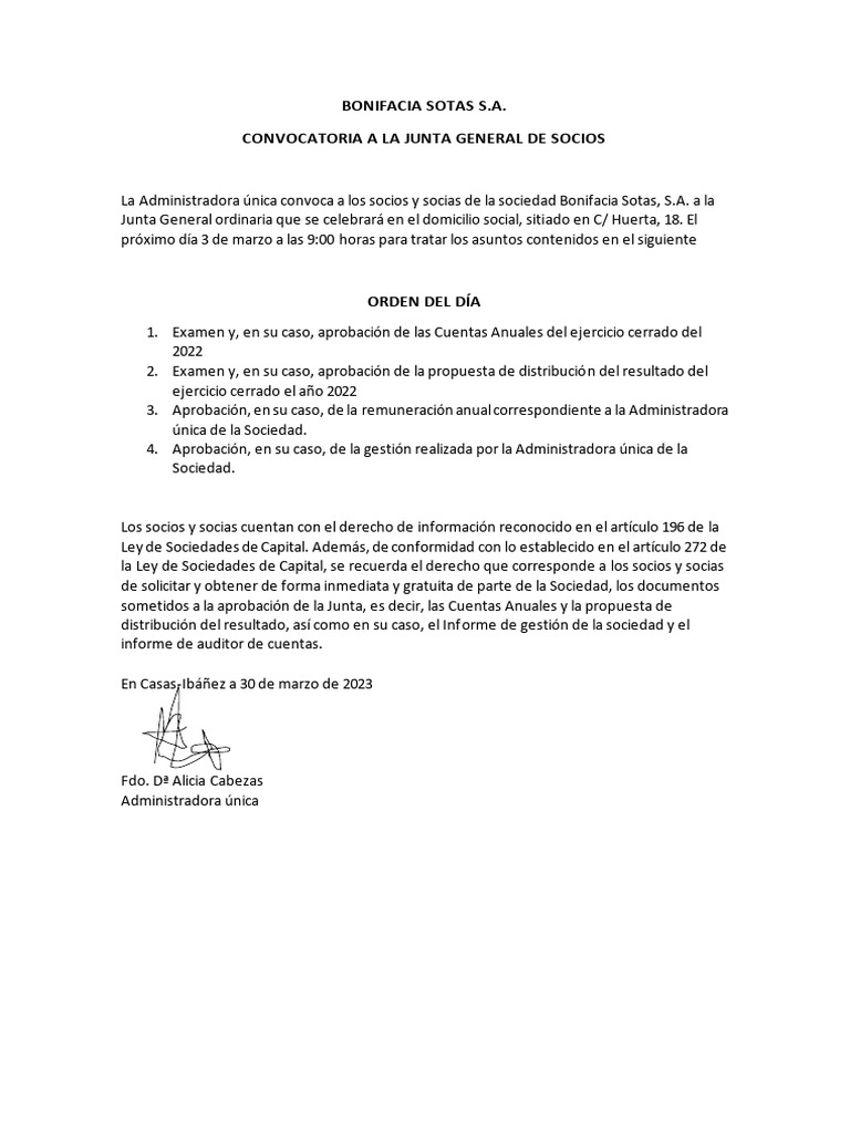 Modelo Convocatoria | PDF