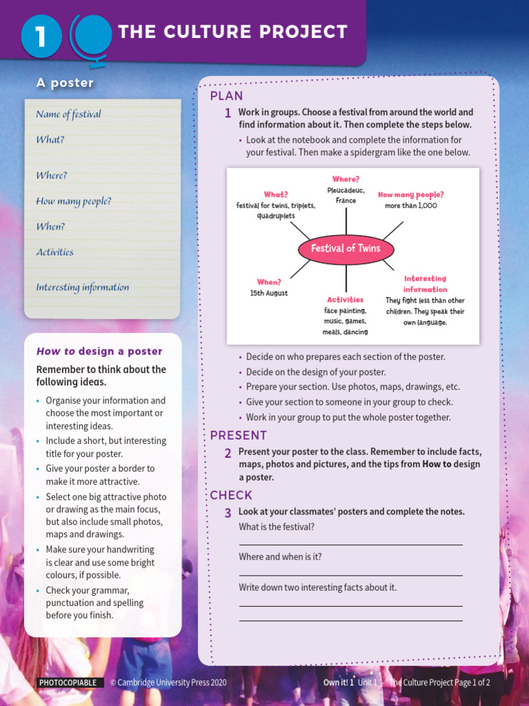 OWN IT 1 - Culture - Project - Unit1 | PDF | Art