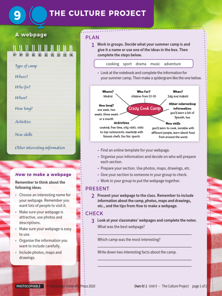 OWN IT 1 - Culture - Project - Unit9 | PDF